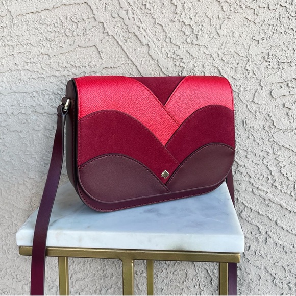 kate spade | Bags | Kate Spade Burgundy Leather Suede Chevron Patchwork ...